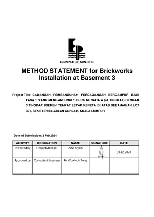 Method Statement for Slab Coring - Concreting Works at Basement 3 (Rev ...