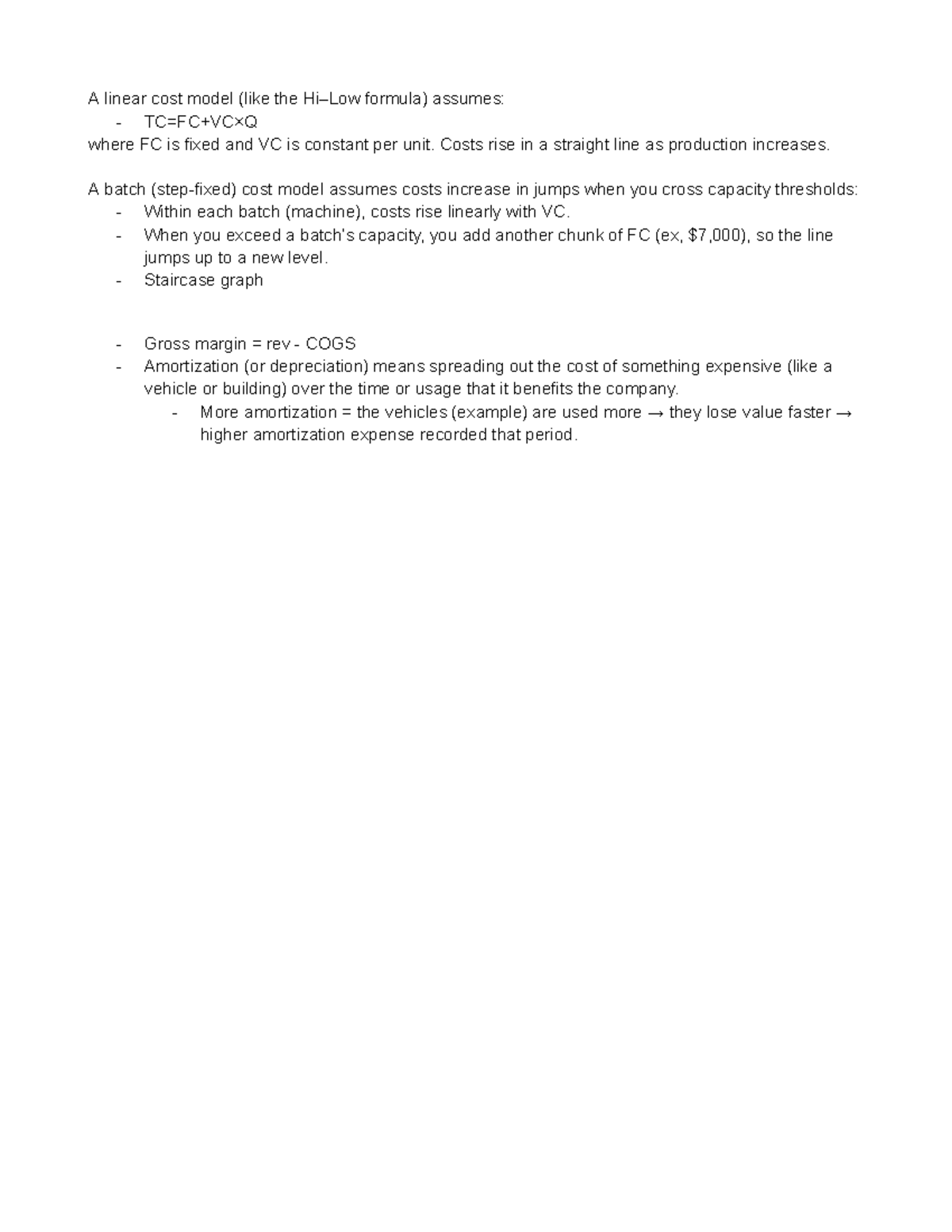 Acct - Cost Models and Amortization Notes - Studocu