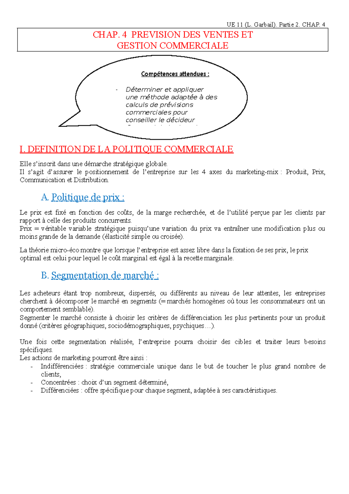 Partie 2 CHAP. 4 (Prévisions ventes et Gestion commerciale) - CHAP. 4 ...