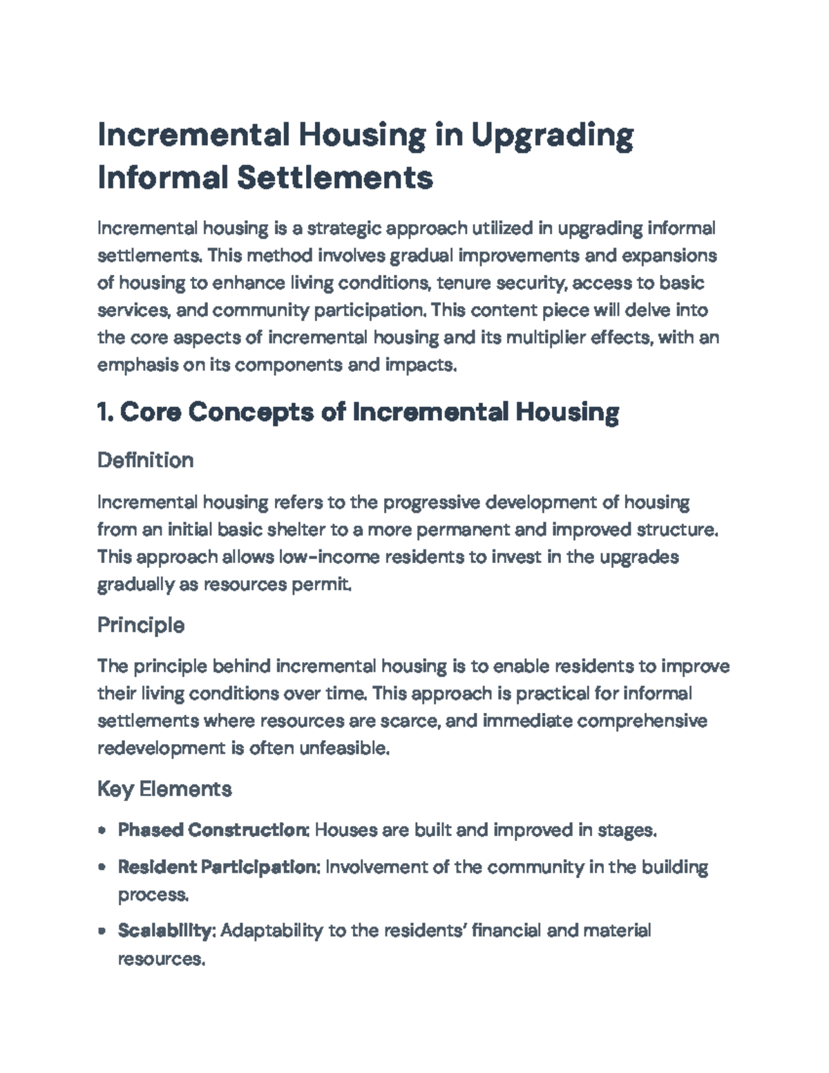 Incremental Housing Strategies for Upgrading Informal Settlements ...