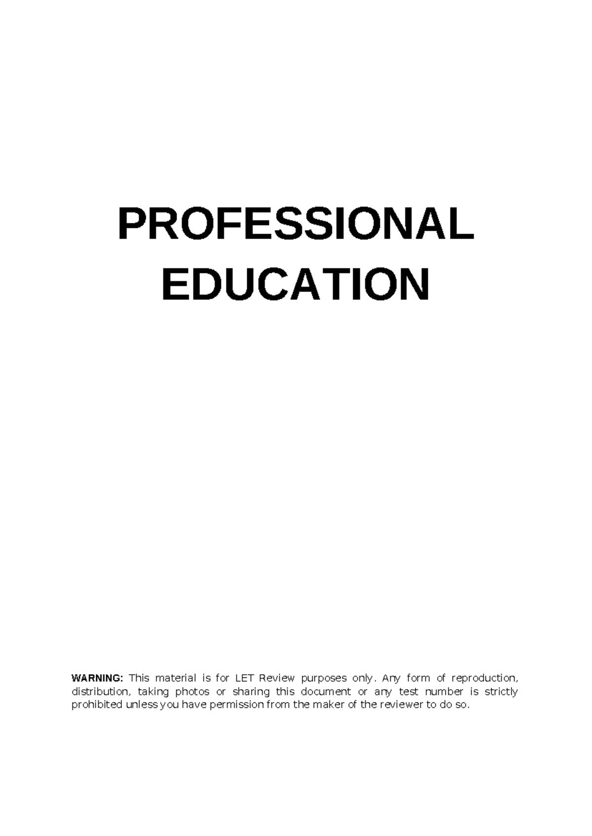 LET Review: Professional Education Exam Questions and Guidelines - Studocu