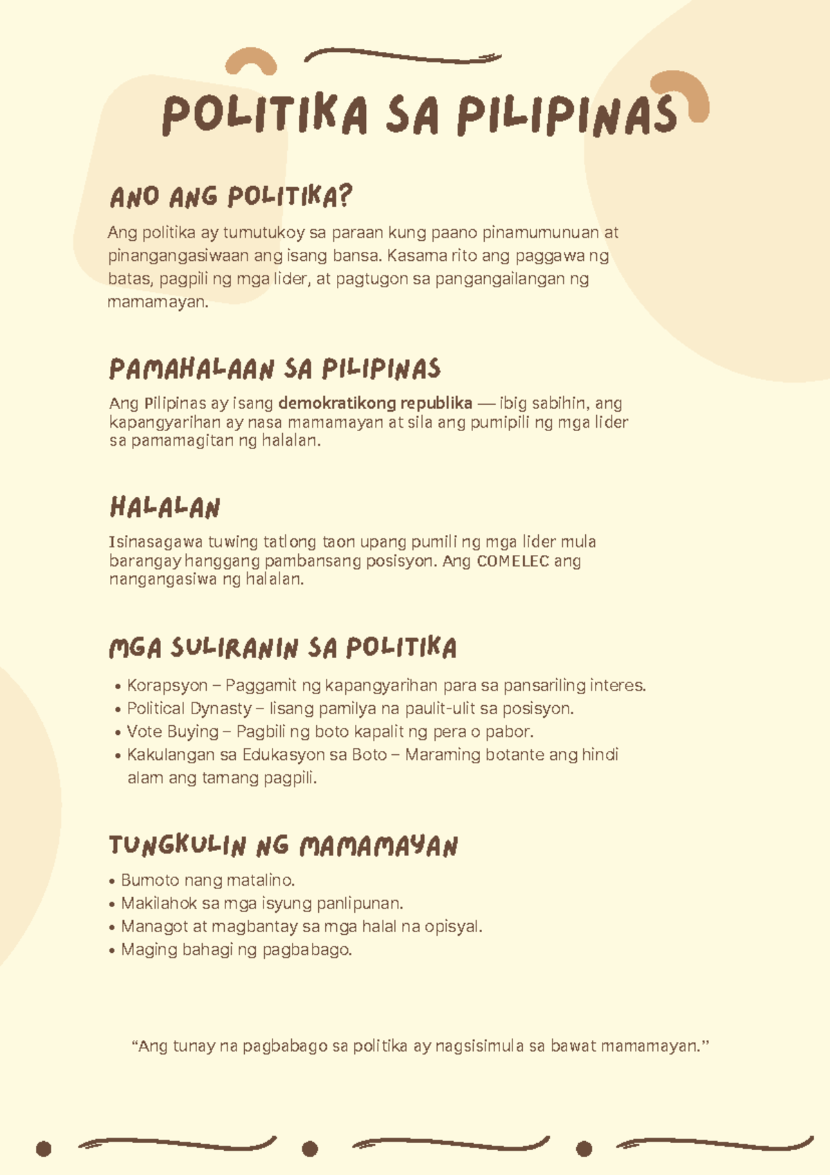 Politika sa Pilipinas: Pagsusuri at Mga Isyu sa Pamahalaan - Studocu