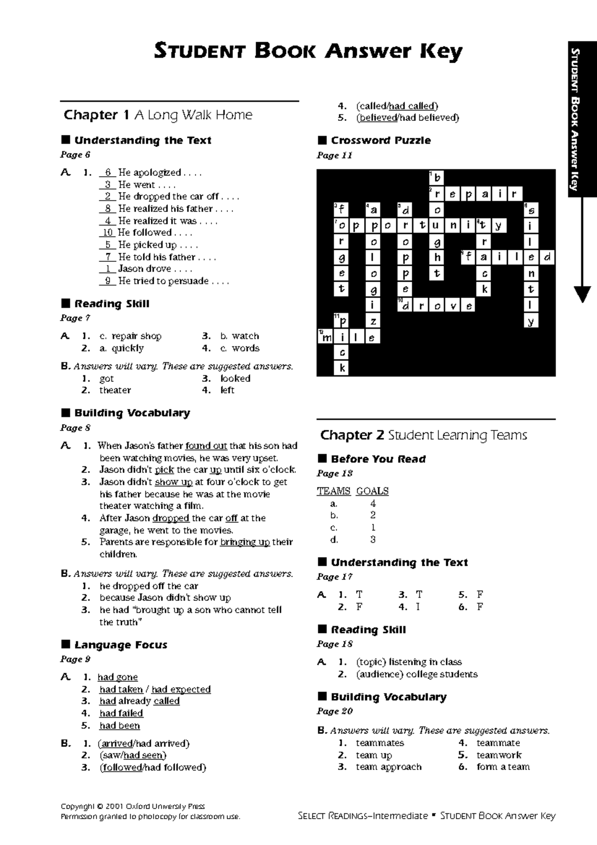 Select Readings Intermediate - Answer Key (Oxford University Press ...