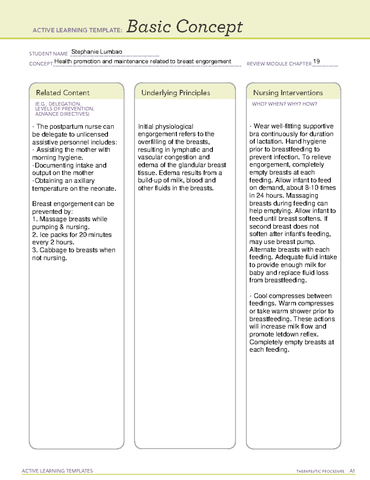 ATI Nursing: Breast Engorgement & Management Techniques - Studocu