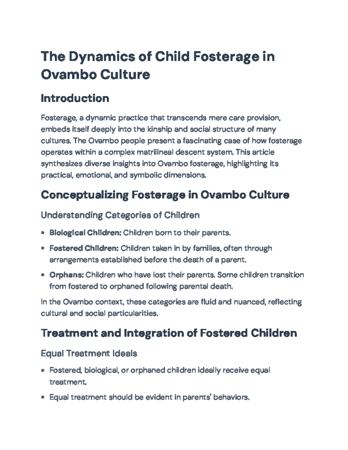 Fosterage Dynamics in Ovambo Culture: Concepts and Practices - The ...