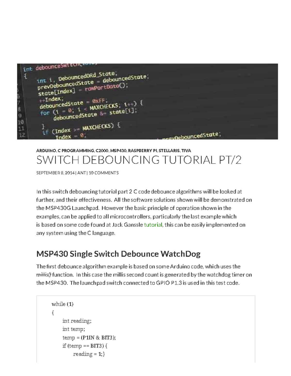Switch Debouncing Tutorial: C Code for MSP430 & More - Studocu