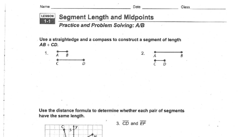 MATH 101: Lesson on Segment Length, Midpoints, and Line Equations - Studocu