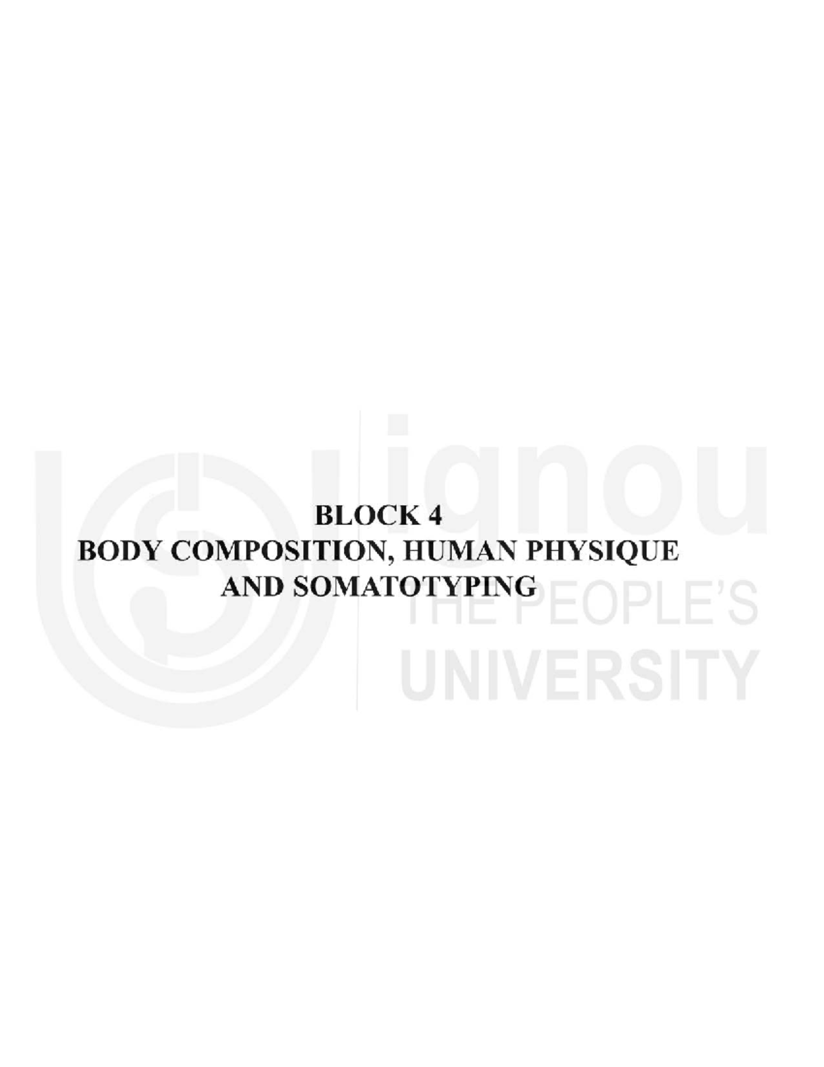 IGNOU Body Composition, Human Physique & Somatotyping Study Notes - Studocu