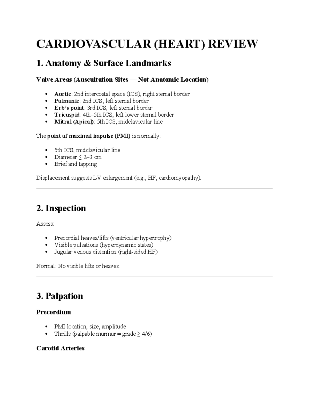 CARDIOVASCULAR REVIEW: Anatomy, Auscultation & Abdominal Correlations ...