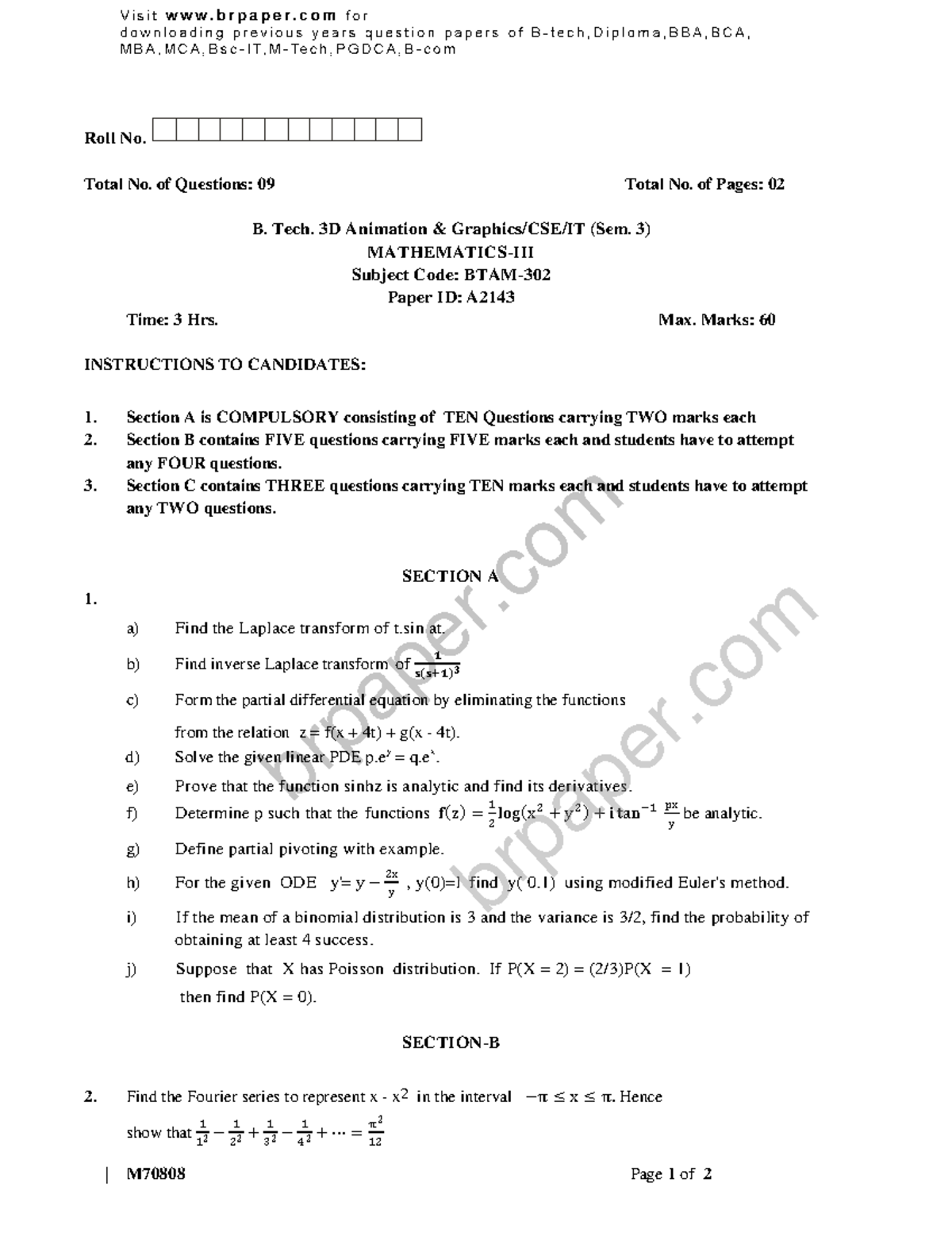 M3(3rd)Dec2017 - Discrete mathematics question paper - | M70808 Page 1 ...