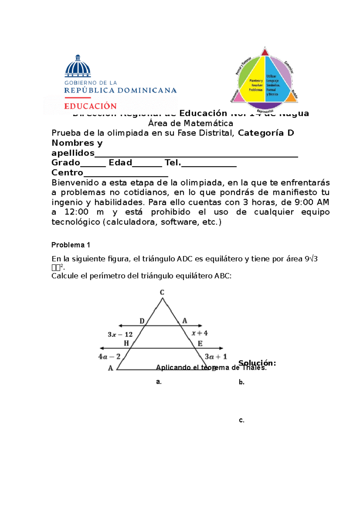 Solucionario Prueba Olimpiada Matemática - Categoría D - Studocu