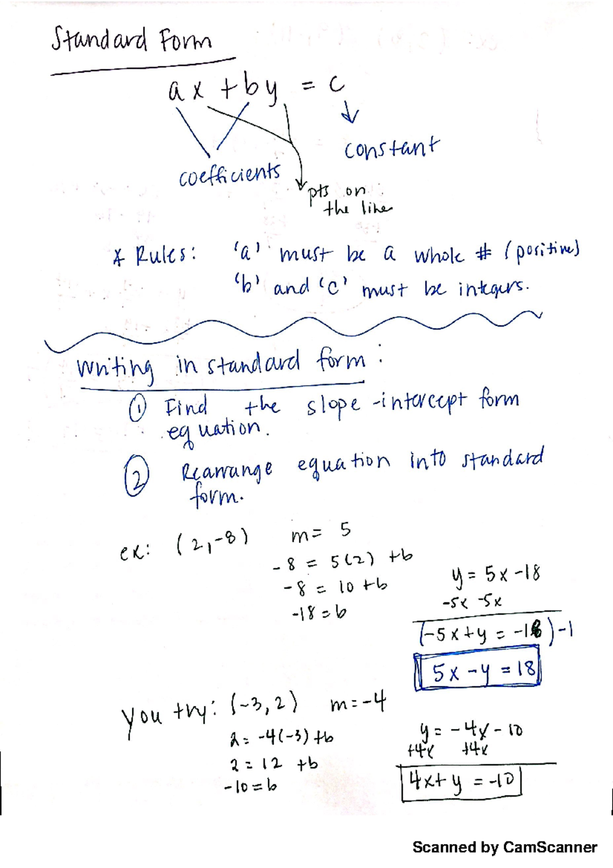 Notes - Writing Equations in Standard Form (Math 101) - Studocu