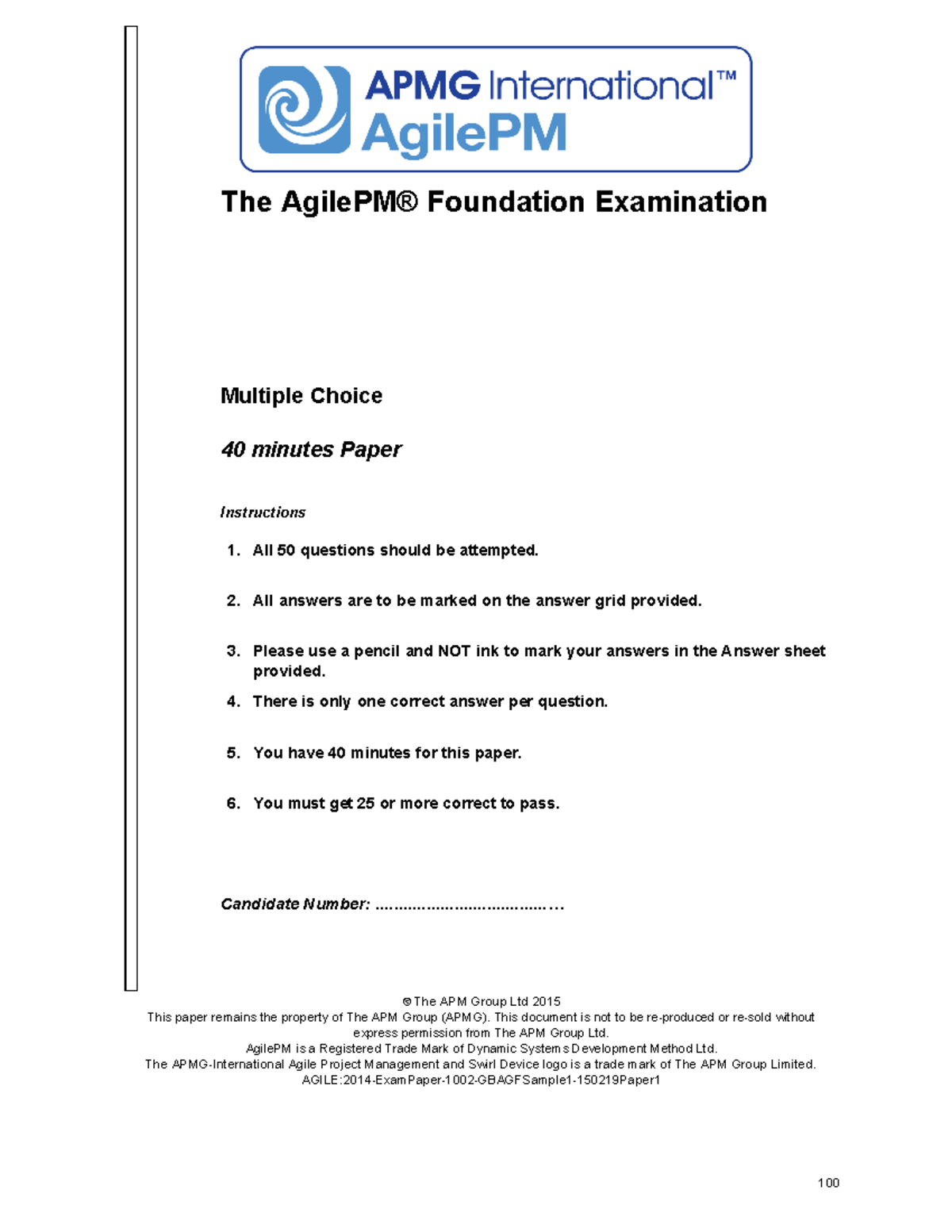 Agile PM V2 1.4 - Foundation Exam Sample Questions and Guidelines - Studocu