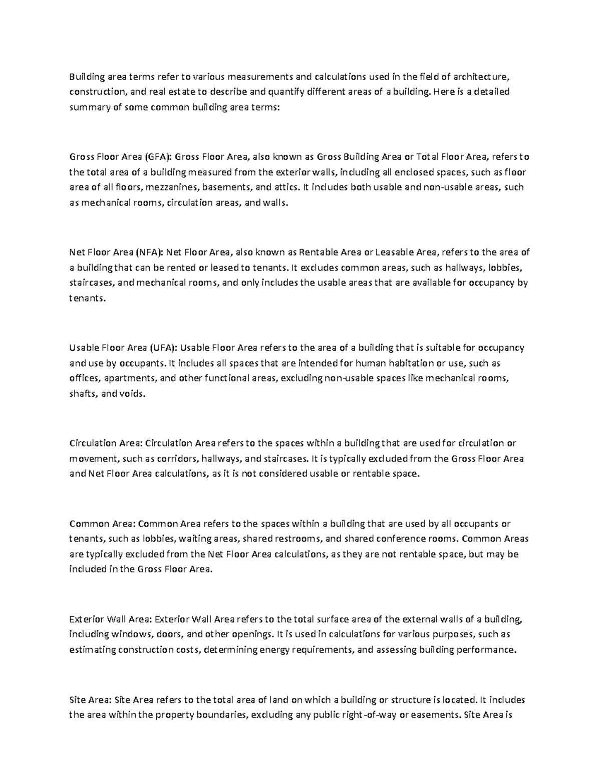 Building Area Terms Explained: A Comprehensive Guide - Studocu