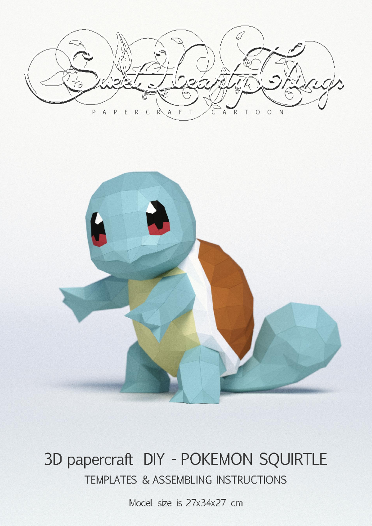 3D Papercraft Template & Assembly Instructions for Pokémon Squirtle ...