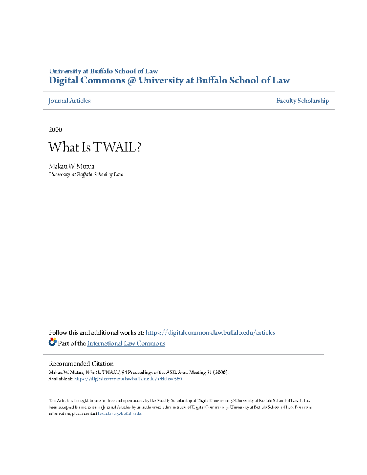 TWAIL: Understanding Third World Approaches to International Law - Studocu