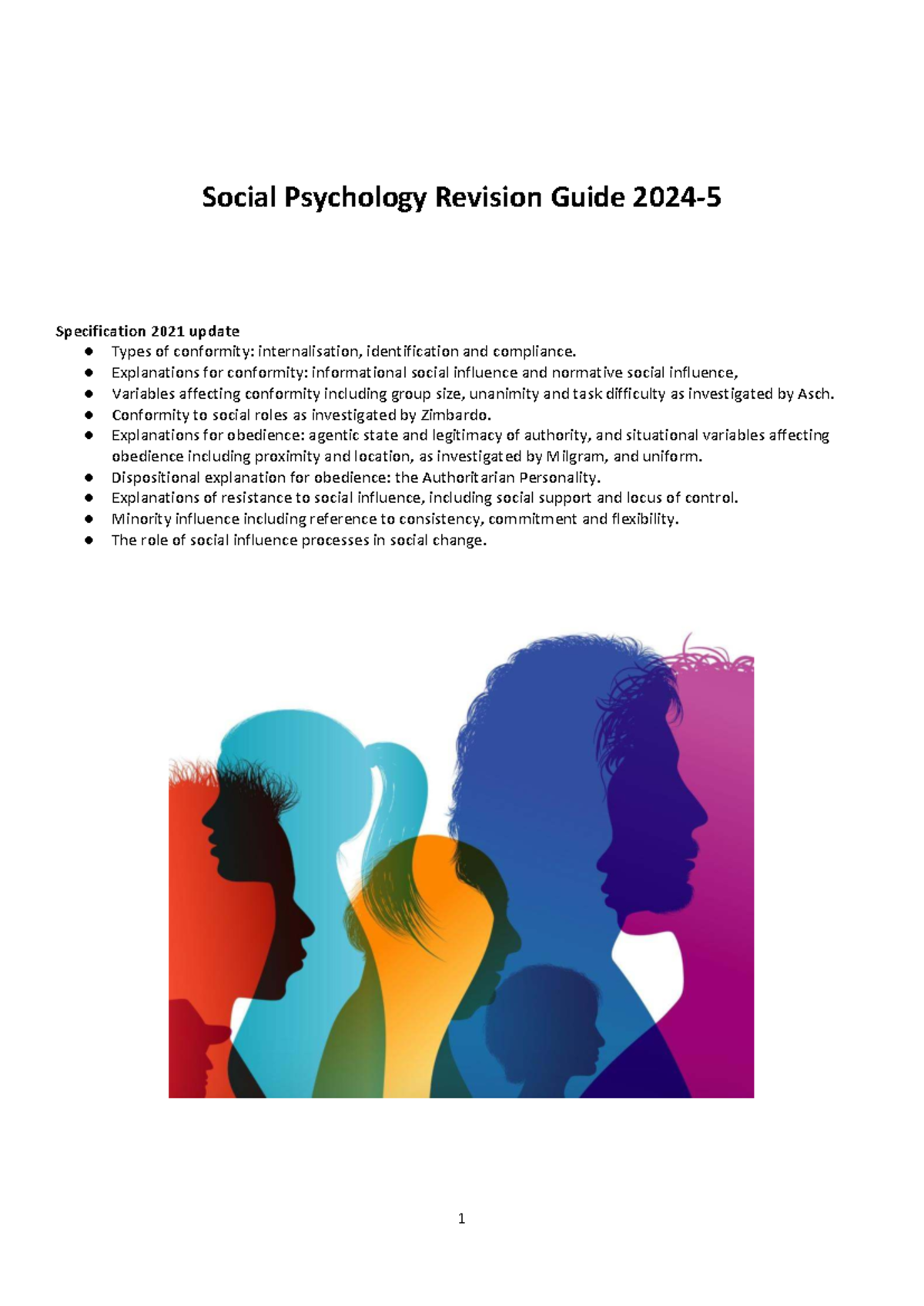 Social Psychology Study Guide 2024-5: Conformity, Obedience & Influence ...
