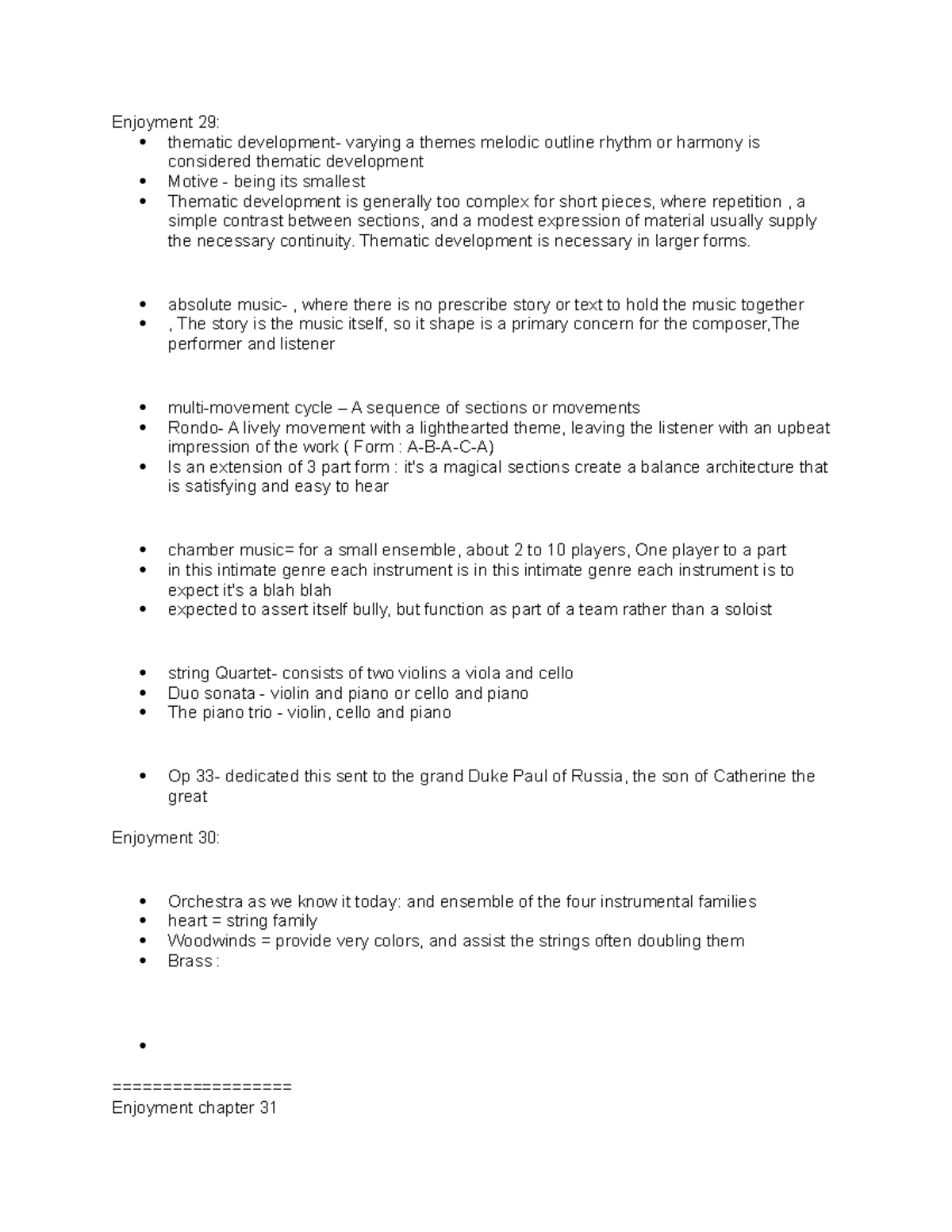 Enjoyment "Workbook" notes - Enjoyment 29: thematic development ...
