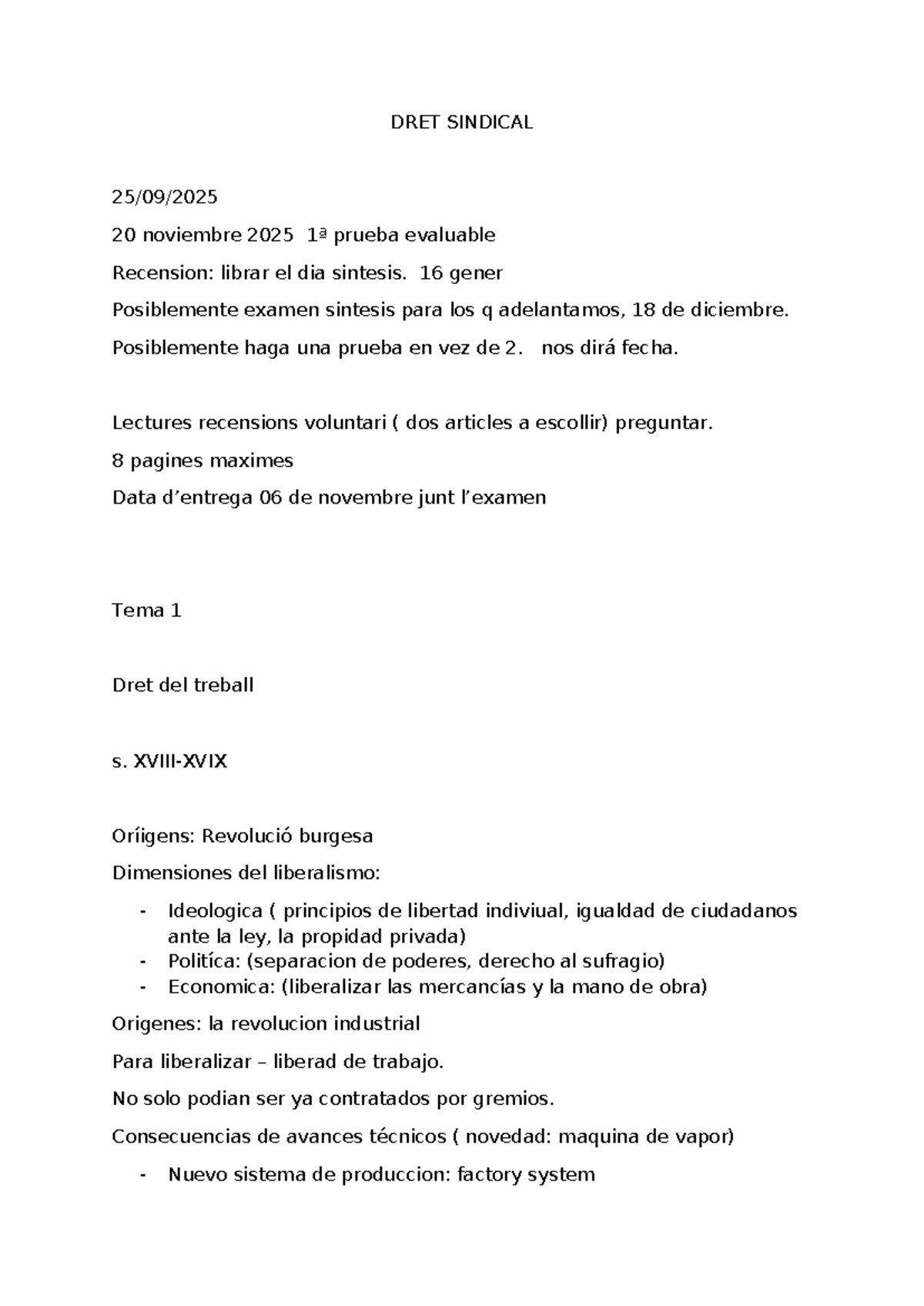DRET SINDICAL 25-26: Resumen y Temas Clave para la Evaluación - Studocu