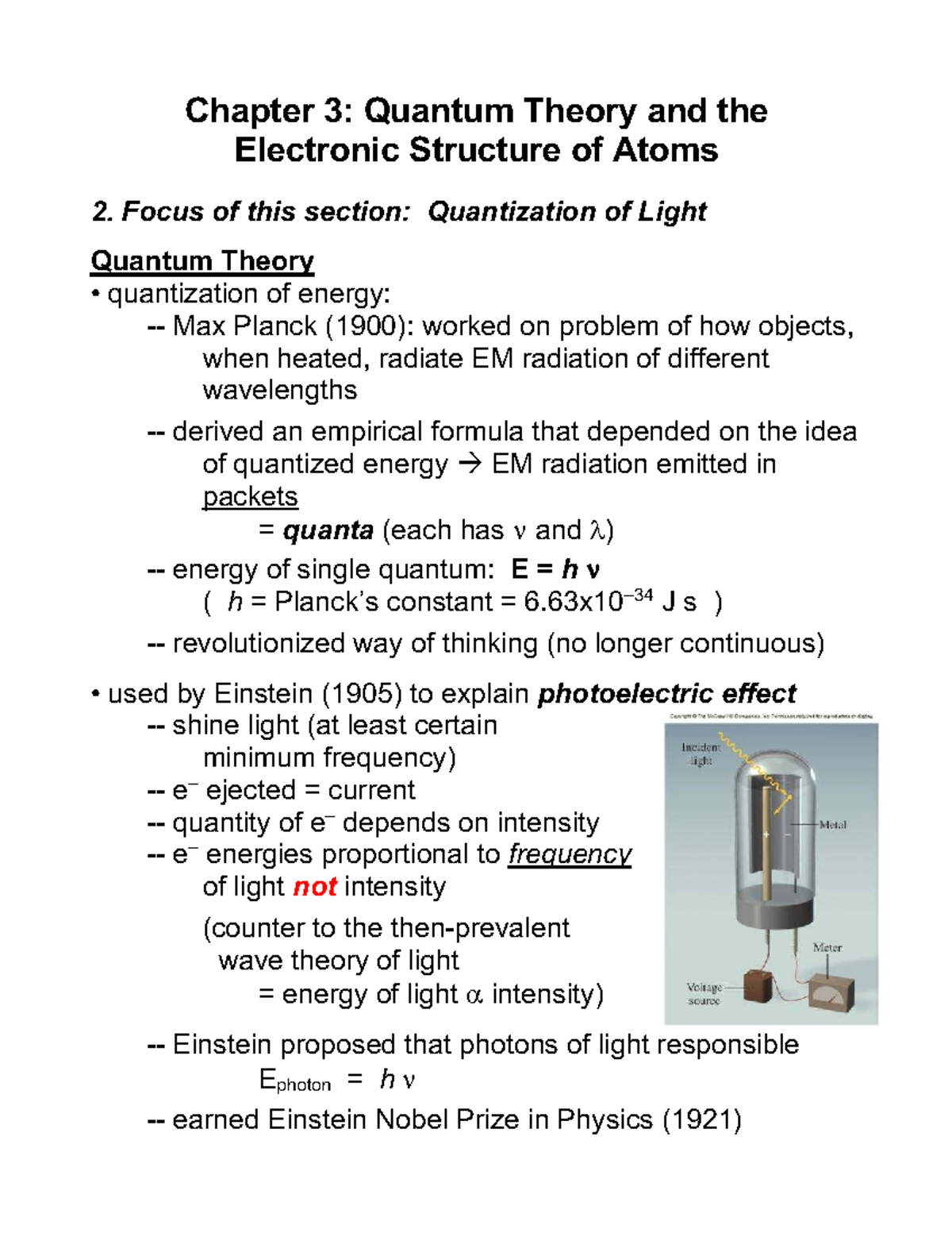 Chapter 3: Quantum Theory & Electronic Structure of Atoms (CHEM 101 ...