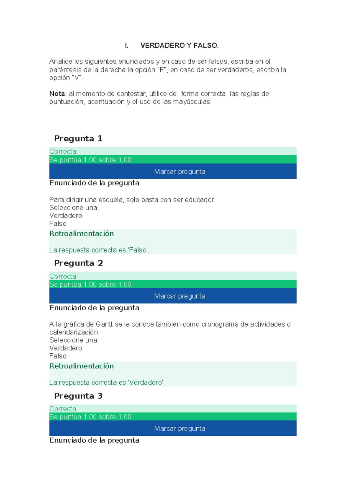 Examen III de Planificación: Verdadero y Falso, Opción Múltiple y ...