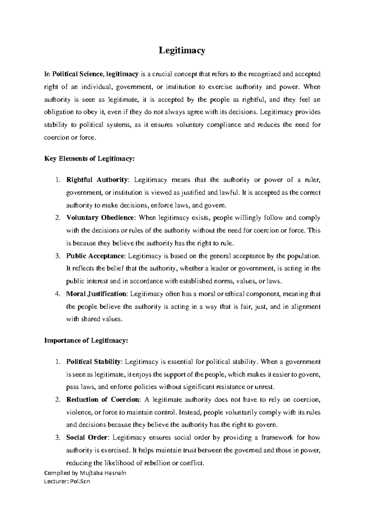 Legitimacy in Political Science: Key Concepts and Types - Pol.Scn Notes ...