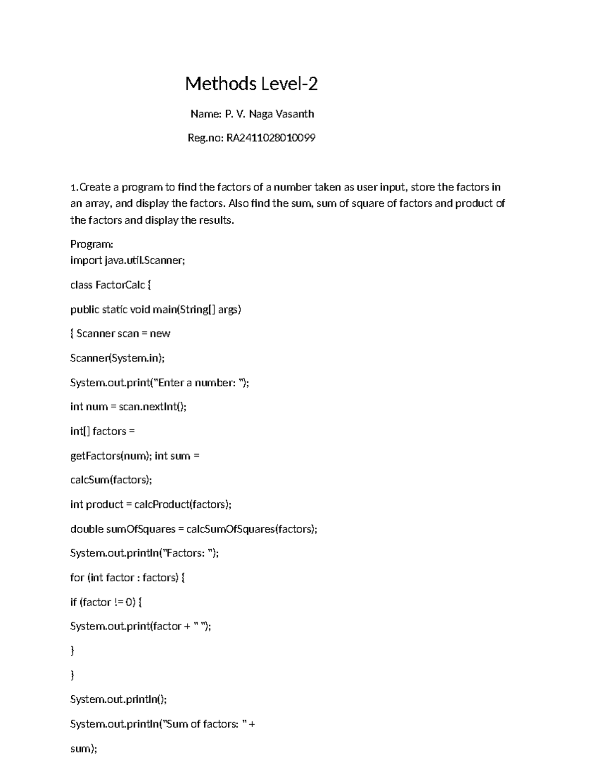 Methods-Level 2: Java Programming Questions and Solutions - Studocu