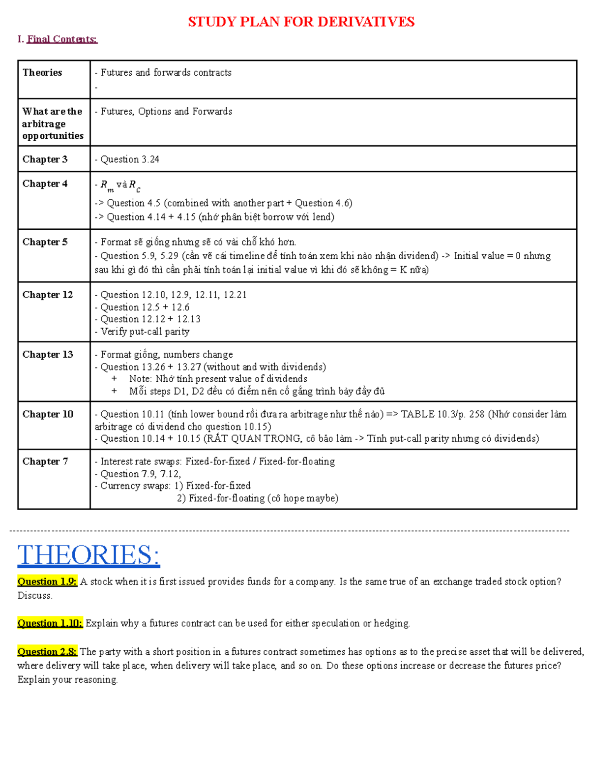 5. DERI Final Revision, Old Program - STUDY PLAN FOR DERIVATIVES I ...