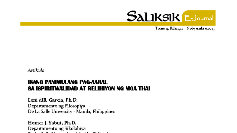 Ispiritwalidad at Relihiyon ng mga Thai: Isang Panimula sa Buddhismo ...