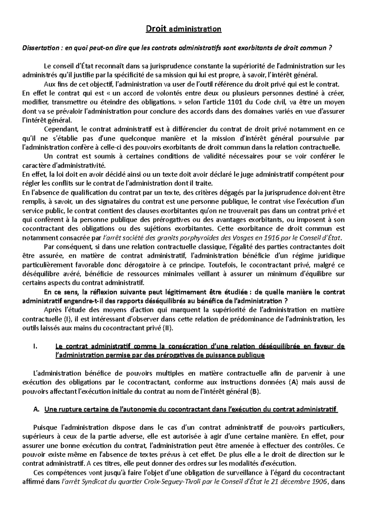 Contrats administratifs et exorbitance - Droit administration ...