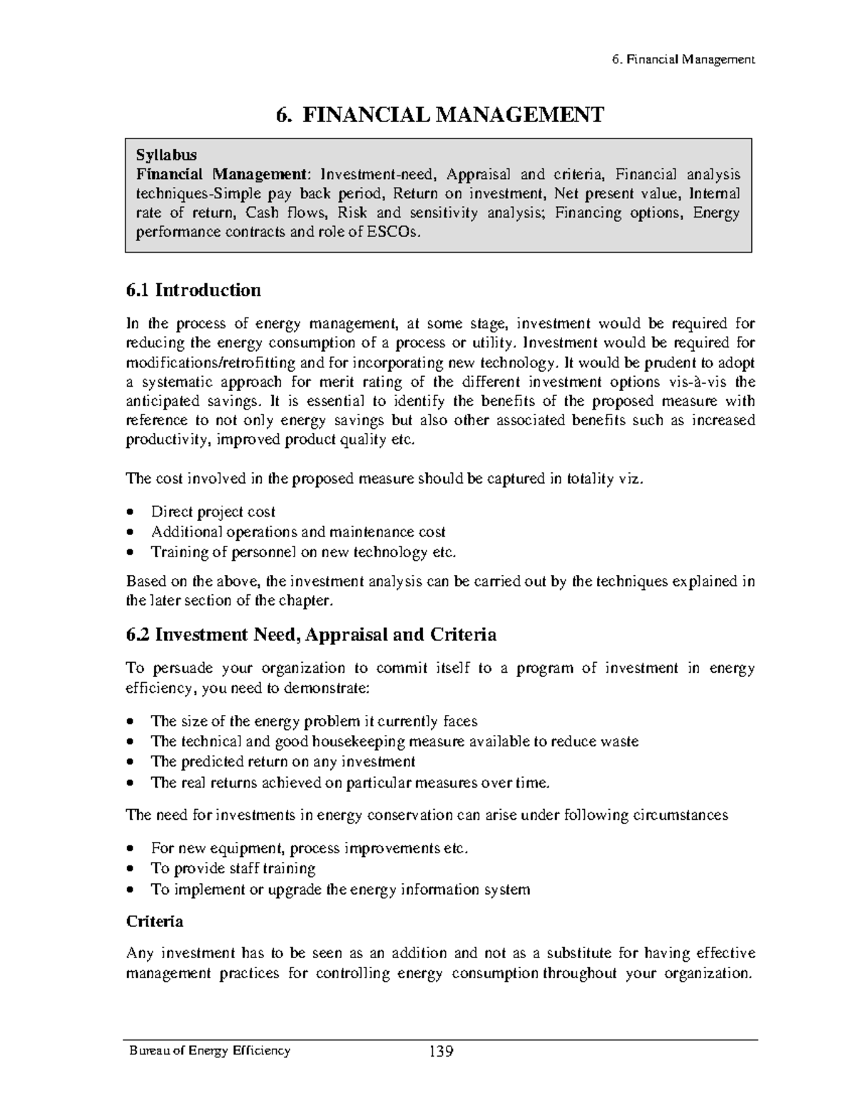 1.6 Financial Management: Investment Analysis and Energy Efficiency ...