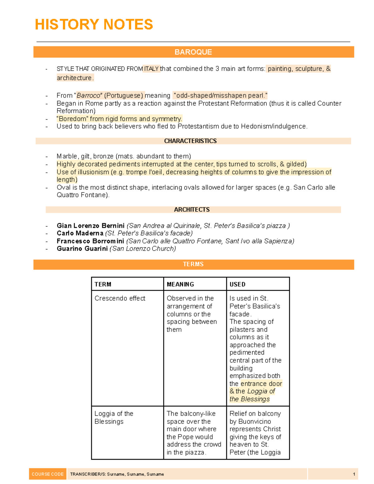 HIST 101: Baroque & Neoclassical Architecture Notes - Studocu