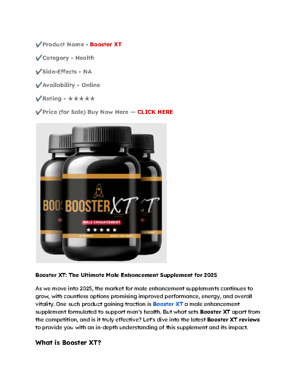 Booster Xt For Men - Product Name - Booster XT Category - Health Side ...