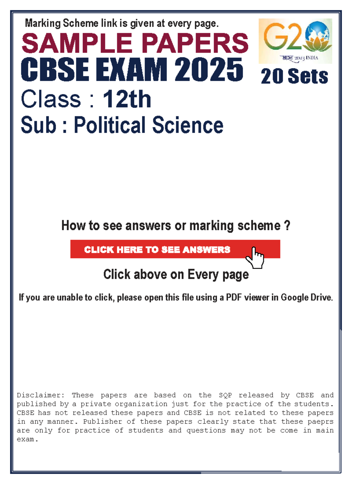 CBSE 12th Political Science Sample Papers for Exam 2024-25 - Studocu