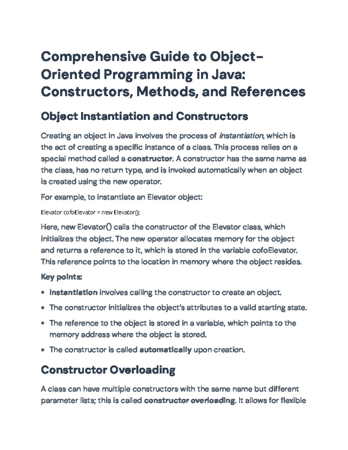 Comprehensive Guide to OOP in Java: Constructors & Methods CS-135 - Studocu