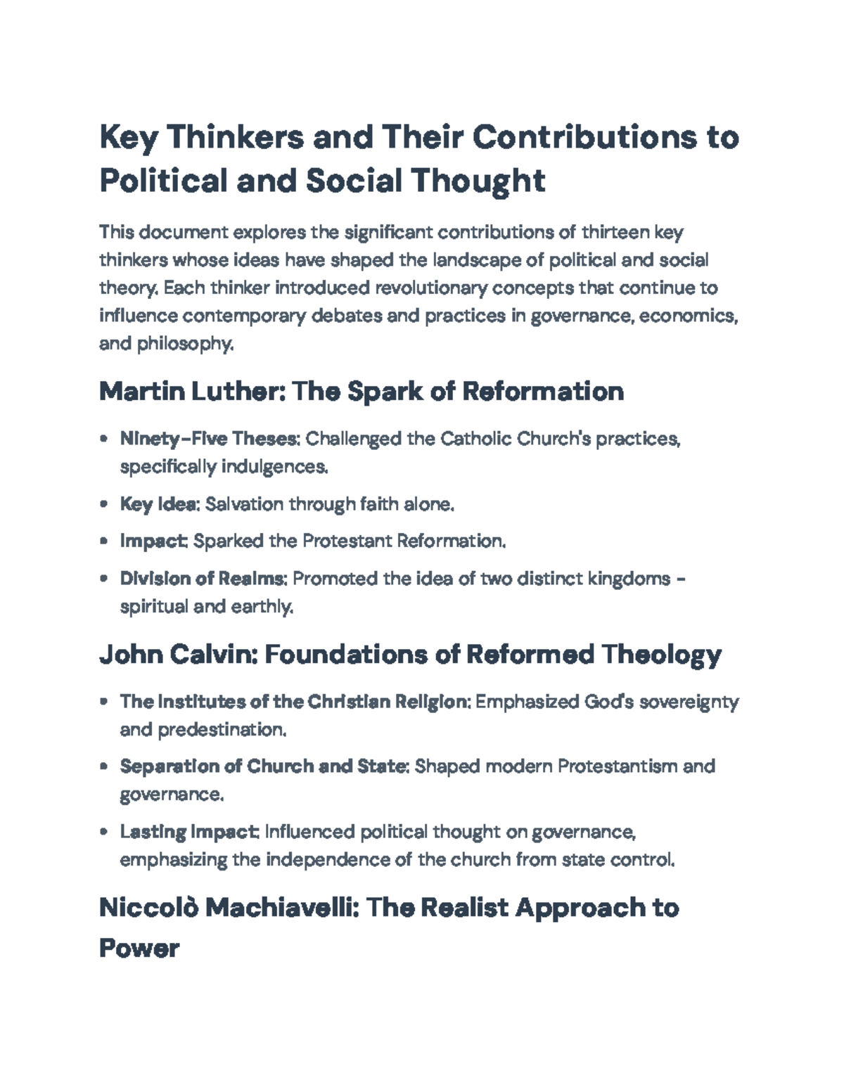 Key Thinkers in Political and Social Thought: Influences and Ideas ...