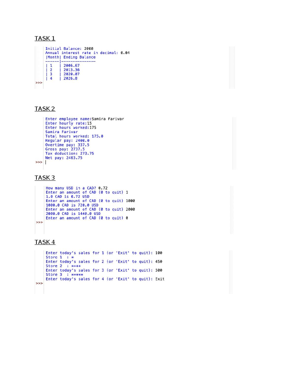 Full Python Assignment - TASK TASK TASK TASK EXPLANATIONS Task 1: balance = - Studocu