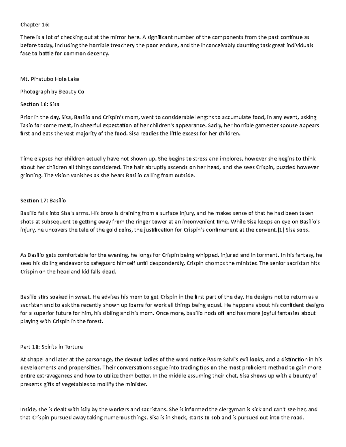 Chapter 16: Sisa's Struggles and Basilio's Hope in Noli Me Tangere ...