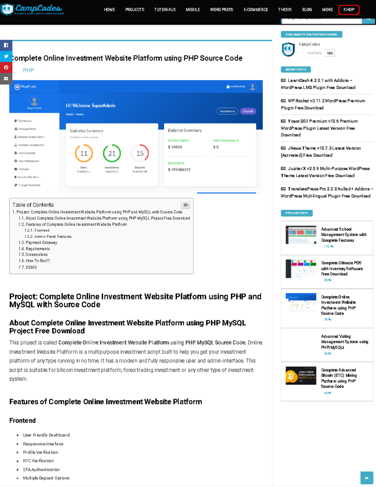 Complete Online Investment Website Platform Using PHP Source Code Free Source Code - Complete ...