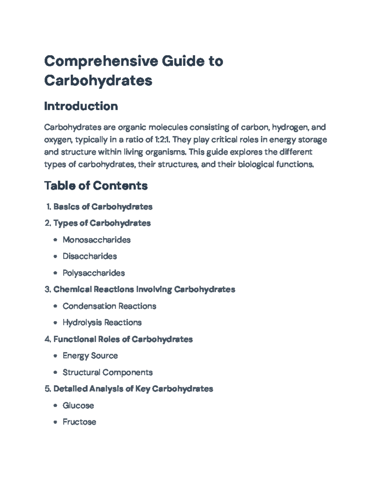 Comprehensive Guide to Carbohydrates: Types, Structures, and Functions ...