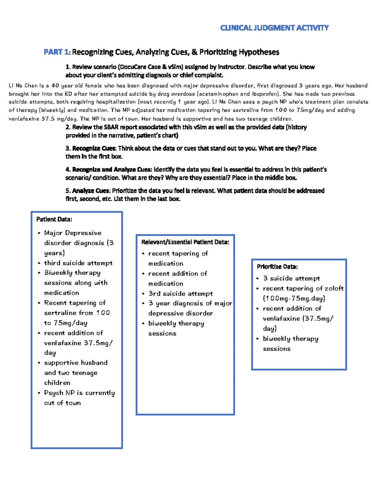 NSG 221-7 Interpersonal Process Recording: Mental Health Case Study ...