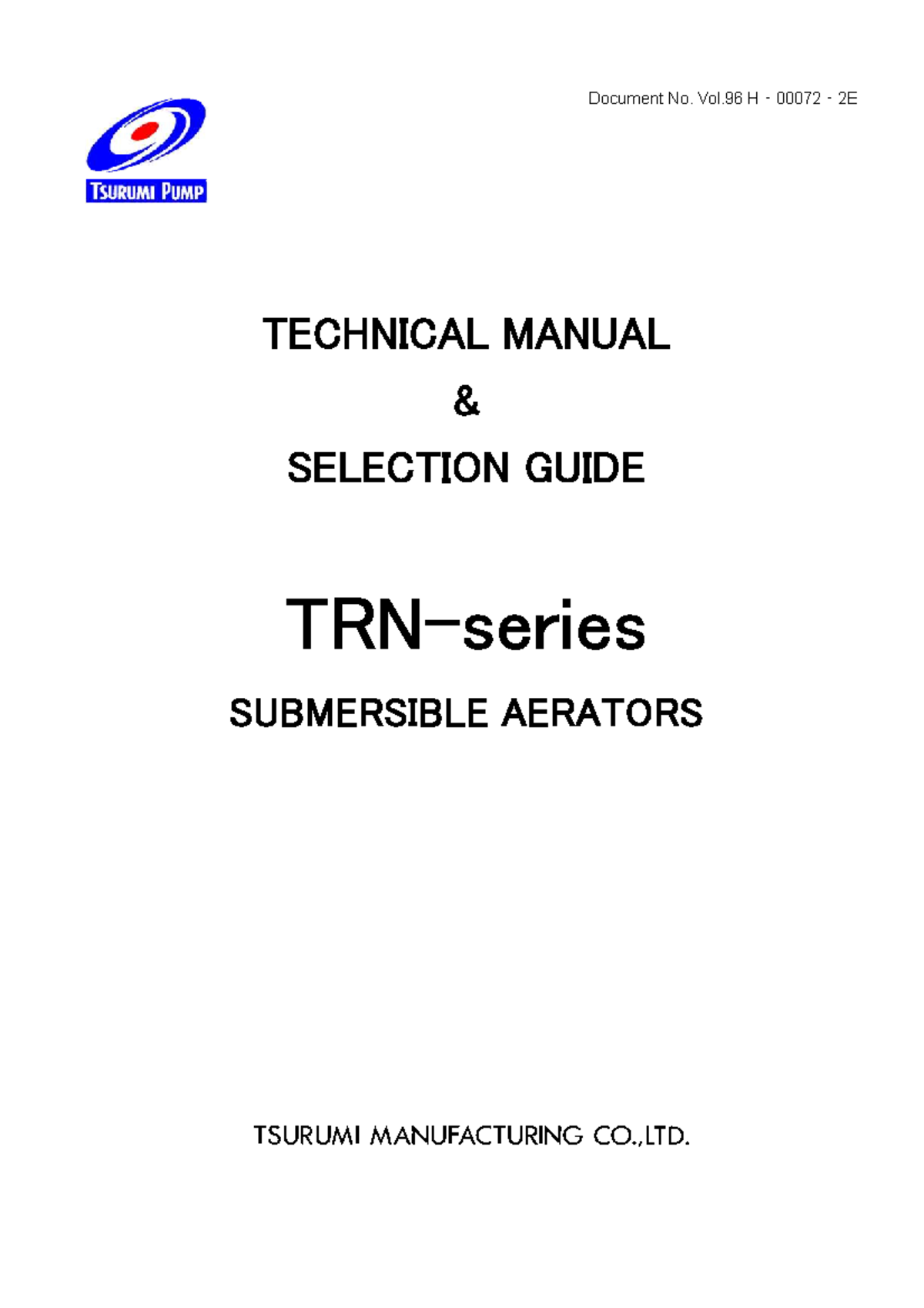 TRN Technical Manual: Submersible Aerators Selection Guide - Studocu
