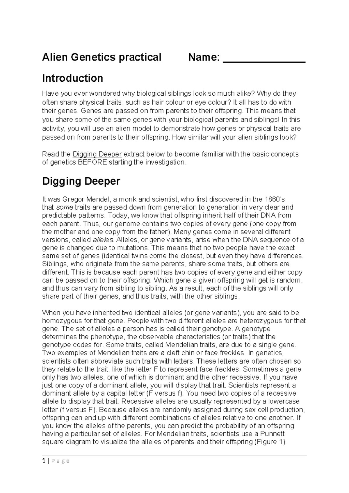 Alien Genetics Practical: Exploring Inheritance Patterns - Studocu