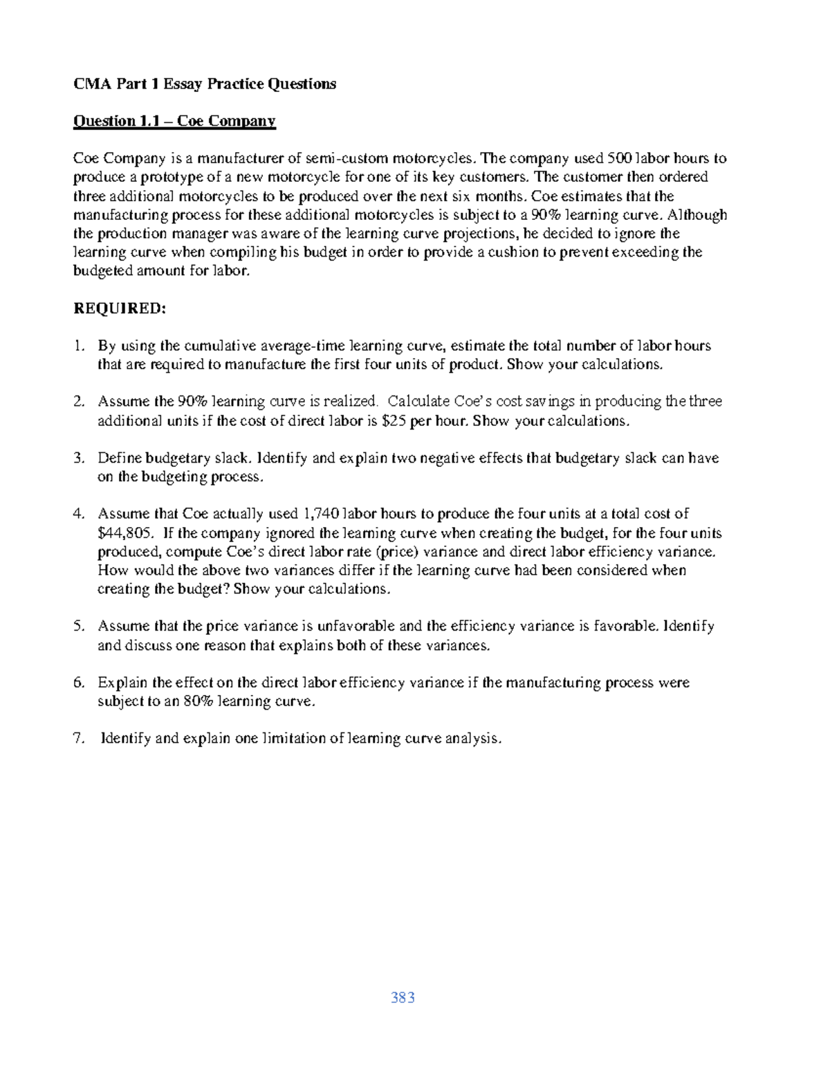 CMA Part 1 Essay Practice Questions - Comprehensive Guide to Key ...