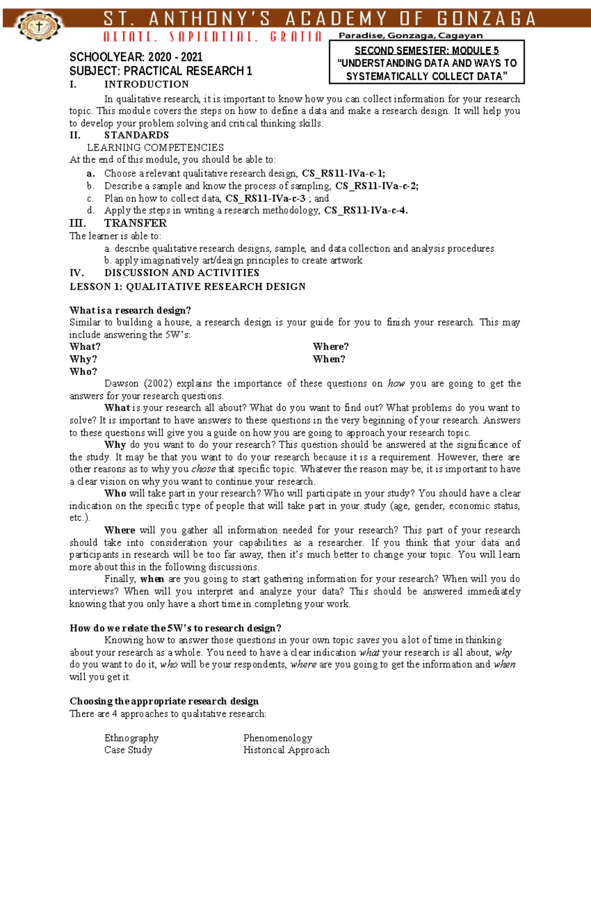 PR1 Module 5: Qualitative Research Design & Data Collection Techniques ...