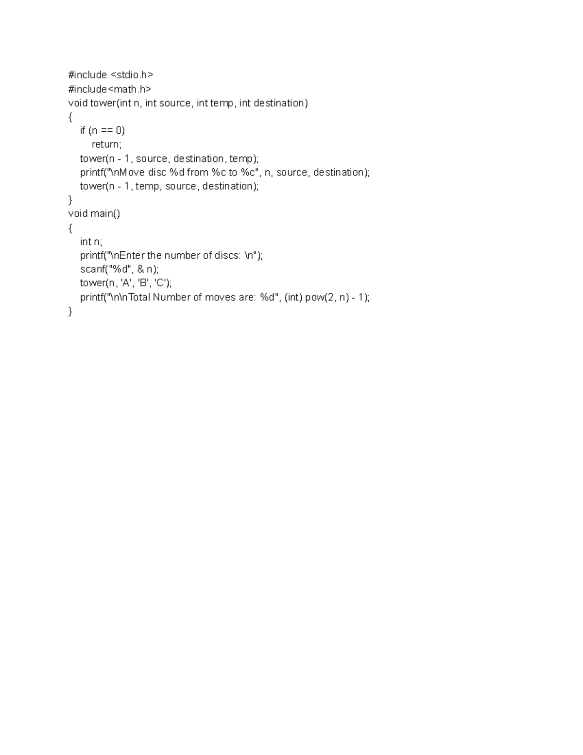 Program 5b - BCSL305 - #include #include void tower(int n, int source, int - Studocu