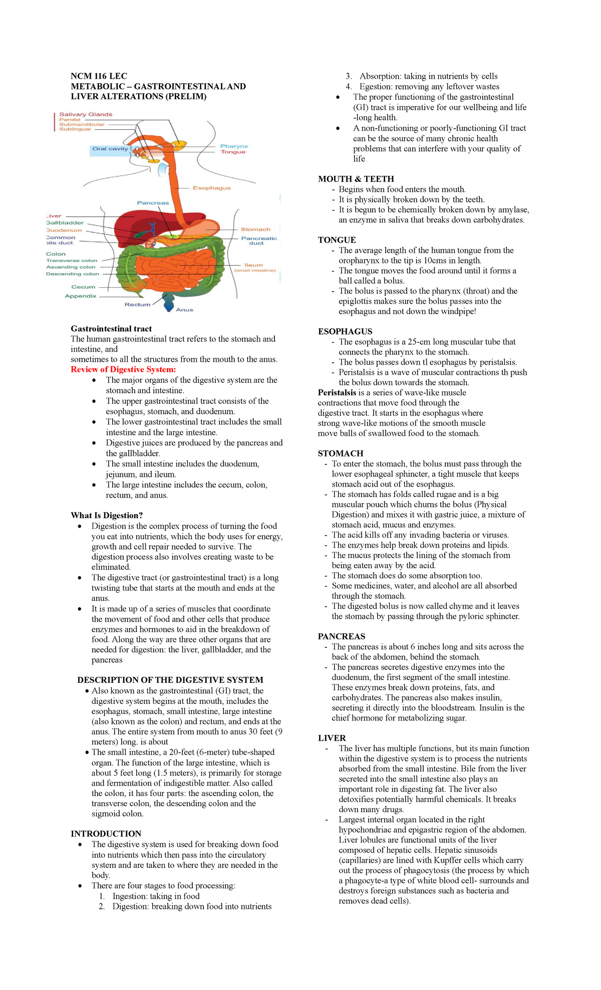 NCM 116 SL - NCM 116 SL - NCM 116 LEC METABOLIC – GASTROINTESTINAL AND ...