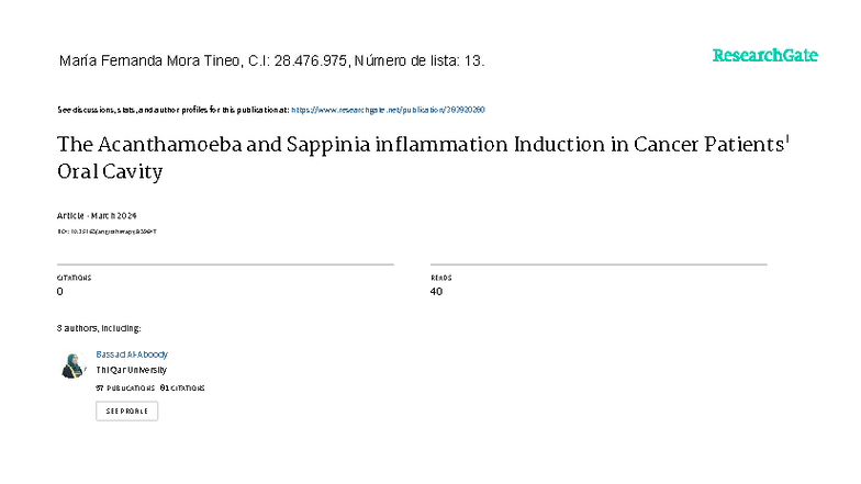 The Acanthamoeba and Sappinia Induction of Inflammation in Cancer ...