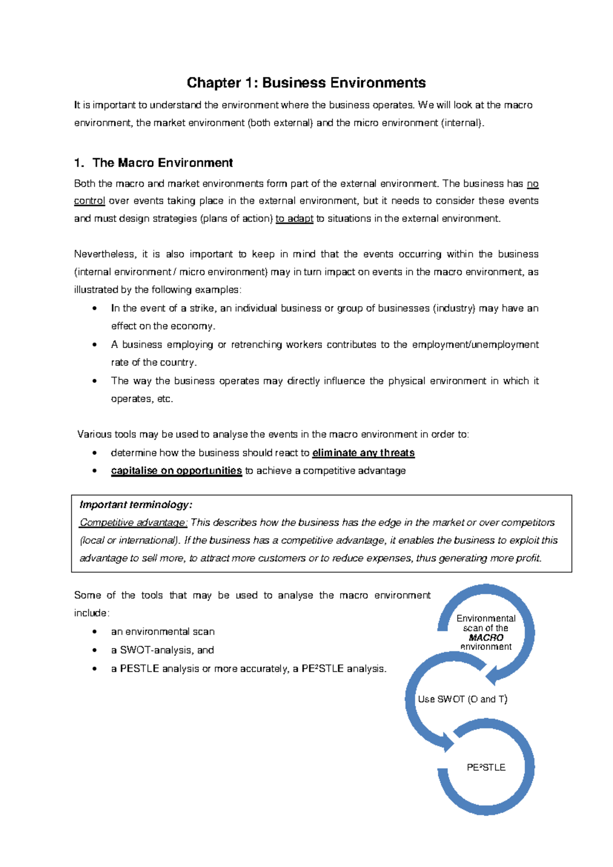 Chapter 1: Understanding Business Environments (BUS101) - Studocu