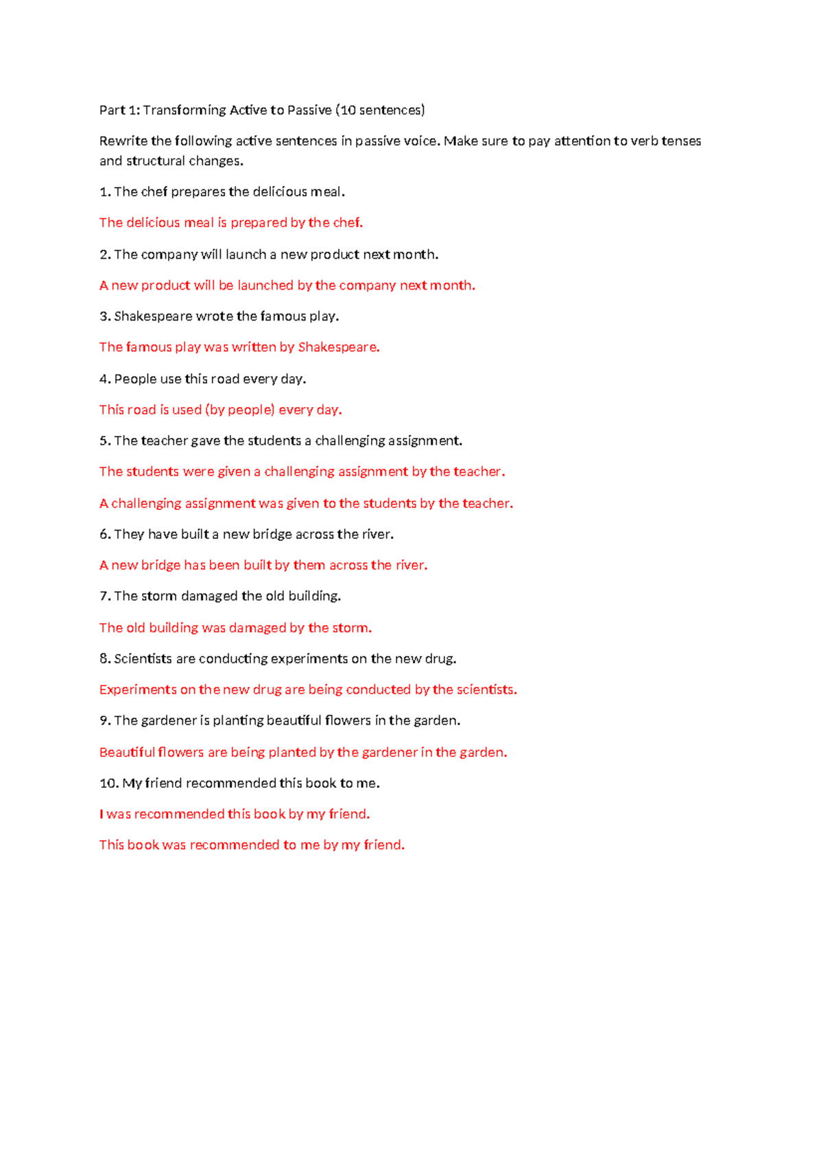 Passive Voice Transformations: Active to Passive Sentences - Studeersnel